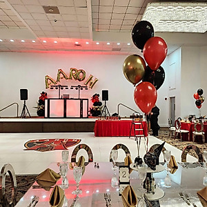 DEETUULET Red Black Gold Balloons, 50pcs 12 inch Red Black and Gold Balloons Kit, Metallic Chrome Gold Latex Balloons for Birthday Casino Night Hollywood New Years Graduation Party Decorations