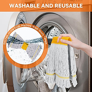 Heavy Duty Commercial Mop Head Replacement for Rubbermaid: 3 Packs Industrial Heavy Duty Mop Head for Floor Cleaning - Cotton Looped End String Head Refills (3 Packs)