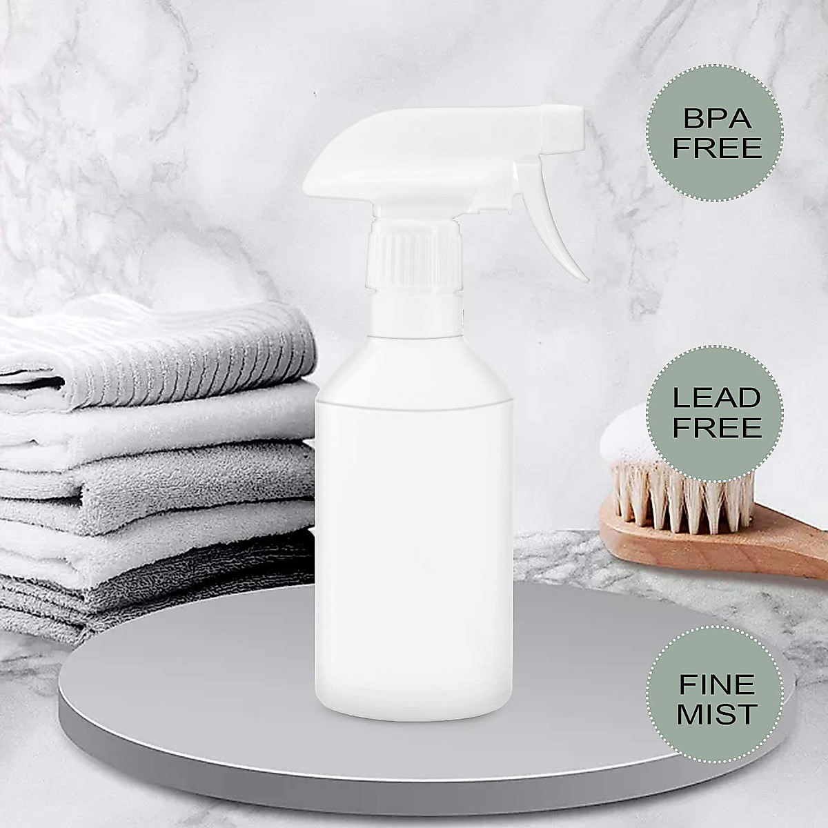 KEYDAOMLER Spray Bottle 12 oz (350 ml), Leak Proof Squirt Bottle, 3 Ways Adjustable Nozzle, Refillable Empty Spray Bottle for Cleaning, Cats, Hair, Plants, 2-Pack