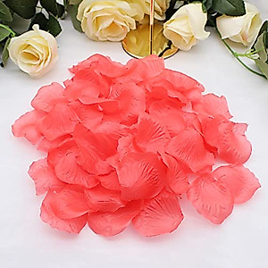 1000 Pcs Coral Silk Rose Petals Artificial Flowers Petals for Wedding Flower Girl Basket Aisle Scatter Dinner Table Centerpieces Party Confetti Bridal Shower Romantic Night Decoration