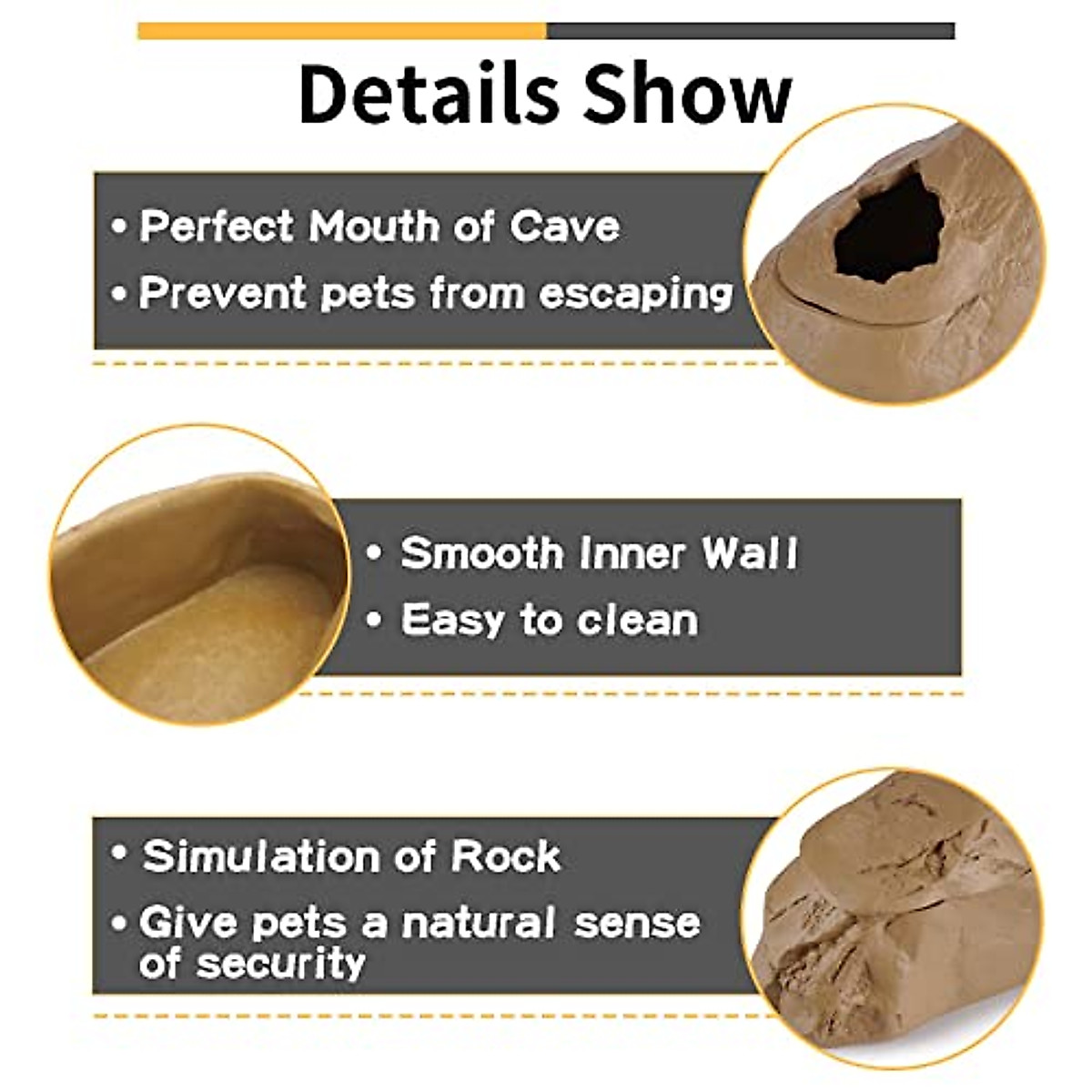 kathson Reptiles Hide Cave Resin Ball Python Hideout Snake Shedding Egg-Laying Hideaway Natural Rock Look Shtelter for Small Reptile Corn Snake Gecko