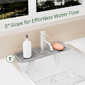 Kitchen Sink Splash Guard 5° Sloped, Silicone Draining Mat for Kitchen Sink, Faucet Mat For Kitchen Sink, Silicone Sink Splash Guard From Luxury Lineup
