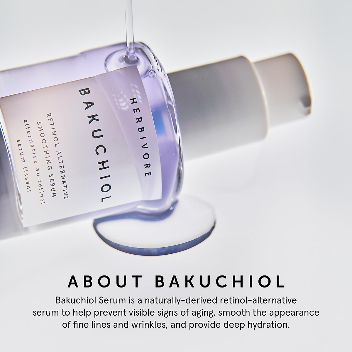 HERBIVORE Bakuchiol Retinol Alternative Face Serum REGULAR STRENGTH - Bakuchiol + Peptides, Smooths Skin, Reduces Fine Lines & Wrinkles, Plant-based, Vegan, Cruelty-free, 30mL / 1 oz