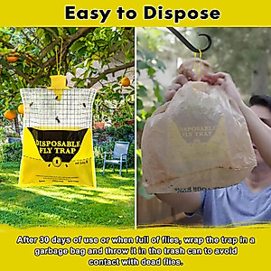 2 Pack10.8 * 12.6 Inch Big Fly Traps Disposable Bag Outdoor Hanging with Natural Baited, Mosquito Bug Flying Insect Trap Catchers Killer, Stable Horse Fly Hunter Trap Control for Barn Ranch