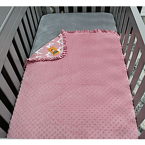 Dear Baby Gear Baby Blankets for Boys & Girls - Neutral Baby Blankets - Baby Girl Blanket & Baby Boy Blankets - Baby Blankets Unisex - Antler Dusty Rose, Pink Ruffle 40x30 Inches