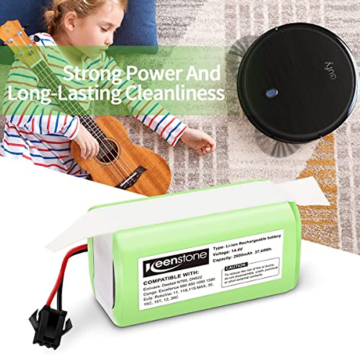 Replacement Battery Compatible with eufy RoboVac 11 11C 11S 11S PLUS 11S MAX 12 15C 15C MAX 15T 25C 30C G10 Hybrid G30 Edge R500 R450 & Ecovacs Deebot N79 N79S N95 DN622 661 | 14.4V 2600mAh