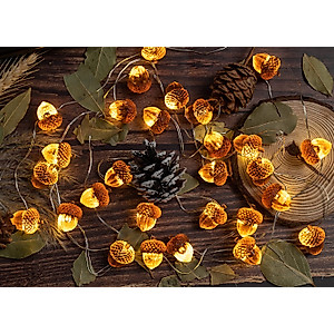 3D Acorn Fall Decorations String Lights, Full Size Acorn Christmas Theme 10 feet 30 LEDs 8 Twinkle Modes with Remote for Autumn Harvest Kitchen Baby Shower Thanksgiving Party Home Garden Wreath
