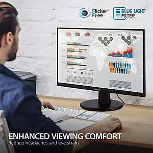 ViewSonic VS2247-MH 22 Inch 1080p Monitor with 75Hz, FreeSync, Thin Bezels, Eye Care, HDMI, VGA (Renewed)