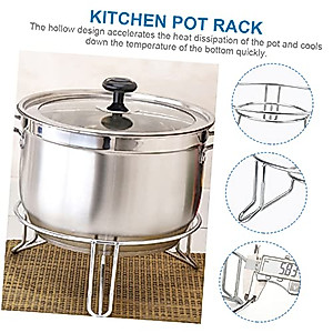 Uonlytech Pot Rack Metal Teapot Metal Shelf Brackets Round Chafing Dish Heat Insulated Pot Rack Steam Pot Rack Steam Pot Stand Round Pot Rack Pot Steamer Holder Steam Rack Silver Pan Air