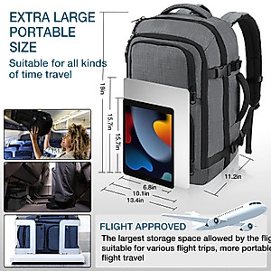 Dinictis 40L Travel Backpack Carry on Flight Approved, Backpack Suitcase for Travel, Personal Item Travel Bag fits 17 inch Laptop- Dark Grey