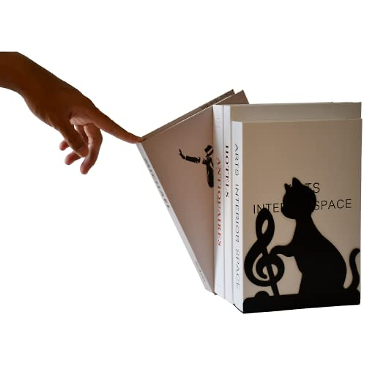 Gepnuoqt Book Ends to Hold Books Heavy Duty,Musical Note Cat Bookends,2 Piece Set