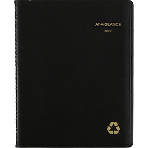 AT-A-GLANCE 2022 Weekly & Monthly Appointment Book & Planner by AT-A-GLANCE, 8-1/4" x 11", Large, Recycled, Black (70950G05)