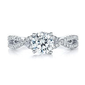 SISGEM 10K 14K 18K White Gold Engagement Ring for Women,Split Shank Pave Set 1.45 Carat(CTW) Moissanite Wedding Ring With Engraved Name,Wedding Anniversary Birthday Gifts for Her (10K Gold)