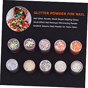 FOMIYES 10pcs Nail Art Glitter Sequins Makeup Sets Gel Nail Sticker Body Stickers Nail Diamonds Rhinestones Glitter Powder for Nail Rhinestone Stickers Aluminum Foil Flakes Cosmetic Gem