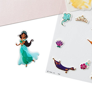 Hallmark Signature Disney Princess Birthday Card with Stickers (Belle, Ariel, Jasmine, Cinderella)