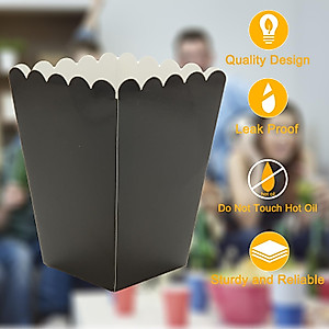 CertBuy 200 Pcs Black Popcorn Boxes, Paper Popcorn Bags, Cardboard Popcorn Container, Reusable Mini Paper Popcorn Containers for Party, Birthday, Wedding Decoration (2.2 x 4.2 x 3 in)
