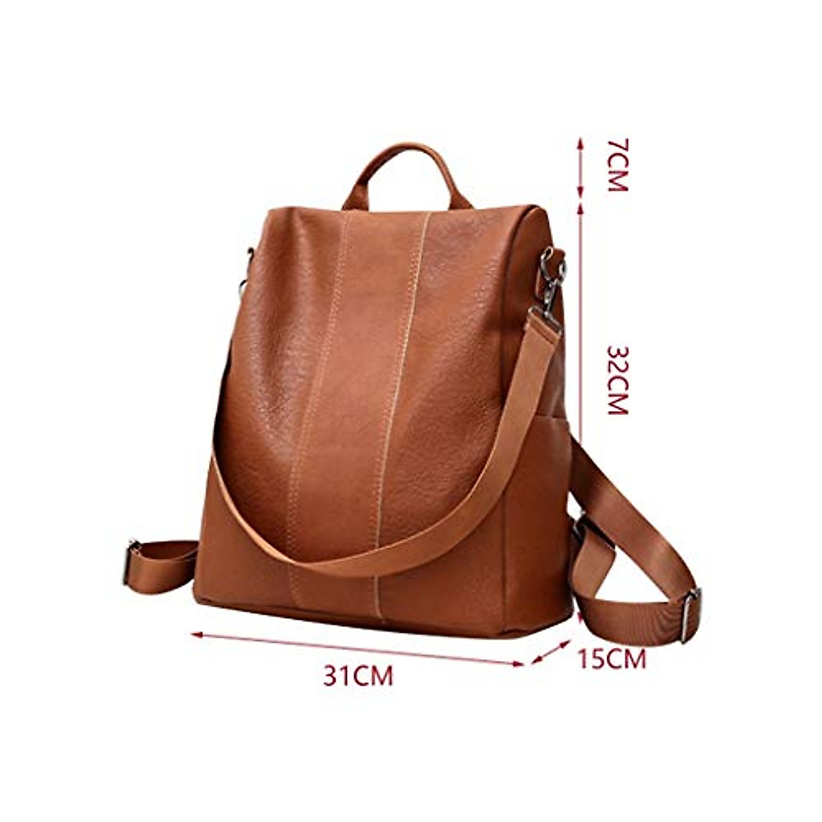 Women Backpack Purse Waterproof Nylon Anti-theft Rucksack Lightweight Shoulder Bag (Brown)
