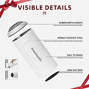 Wine Chillers Portable Champagne Cooler Stainless Steel Vacuum Insulated Wine Bottle Keep Wine Beverages Cold Gift for Wine Lover White