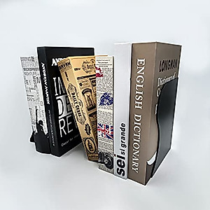 KIROYAL Adjustable Bookends Non Skid Decorative Bookends,Metal Bookends for Heavy Books,Bookshelf Organizer Holder for Books and Magazines for Desk