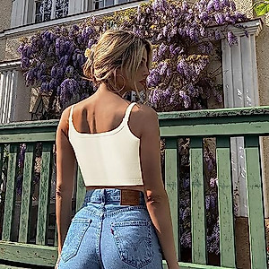 Women's 3 Piece Ribbed Tank Tops Seamless Crop Tanks for Womwn Sleeveless Scoop Neck Workout Cami Top - Black/White/Brown S