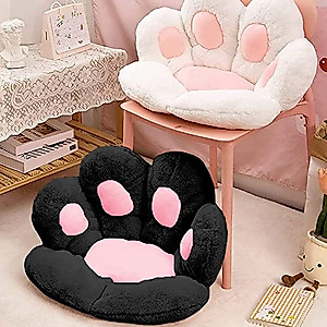 Cushion,Cat Paw Cushion Cute Chair Seat Cushion Lazy Sofa Cushion Outdoor Decoration Warm Floor Cushion Skin Friendly Warm Mat (60x60cm, Black)