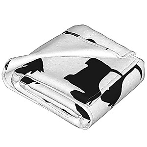 Annalice Scottish Terrier Silhouette Black Scottie Dog Flannel Fleece Blanket Ultra-Soft Fluffy Warm Throw Blanket for Couch Bed All Seasons Suitable for Women, Men, Black Scottie Dog, 80x60 Inches