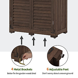 MCombo Outdoor Storage Cabinet, Garden Storage Shed, Outside Vertical Shed with Lockers, Outdoor 63 Inches Wood Tall Cabinet for Yard and Patio 0870 (Brown)