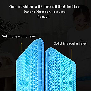 Cushion Lab Patented Gel Seat Cushion, Cooling seat Cushion Thick Big Breathable Honeycomb Design, Double Layer Egg Gel Cushion for Pain Relief, Seat Cushion for The Car,Office,Wheelchair