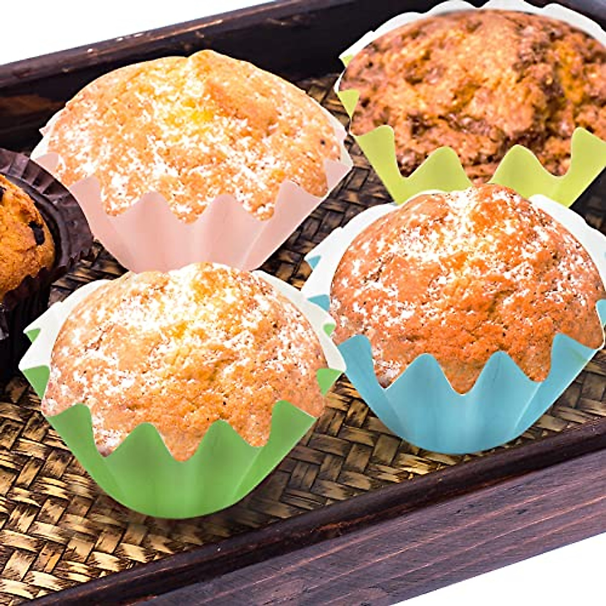 200PCS Wave Cupcake Liners, FULANDL Standard Size Muffin Liners Baking Cups, Greaseproof Coated Cupcake Wrappers for Wedding Birthday Party Baby Shower (100 Purple + 100 Pink)