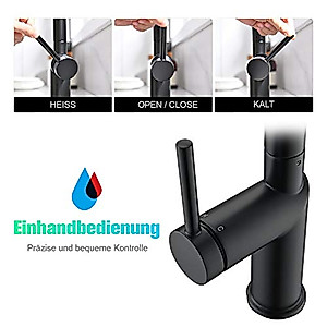 APPASO Modern Kitchen Faucet with Pull-Out Multi-Flow Sprayer Matte Black - Zinc Alloy Single-Handle Kitchen Sink Faucet Without Magnetic Function, APS231MB