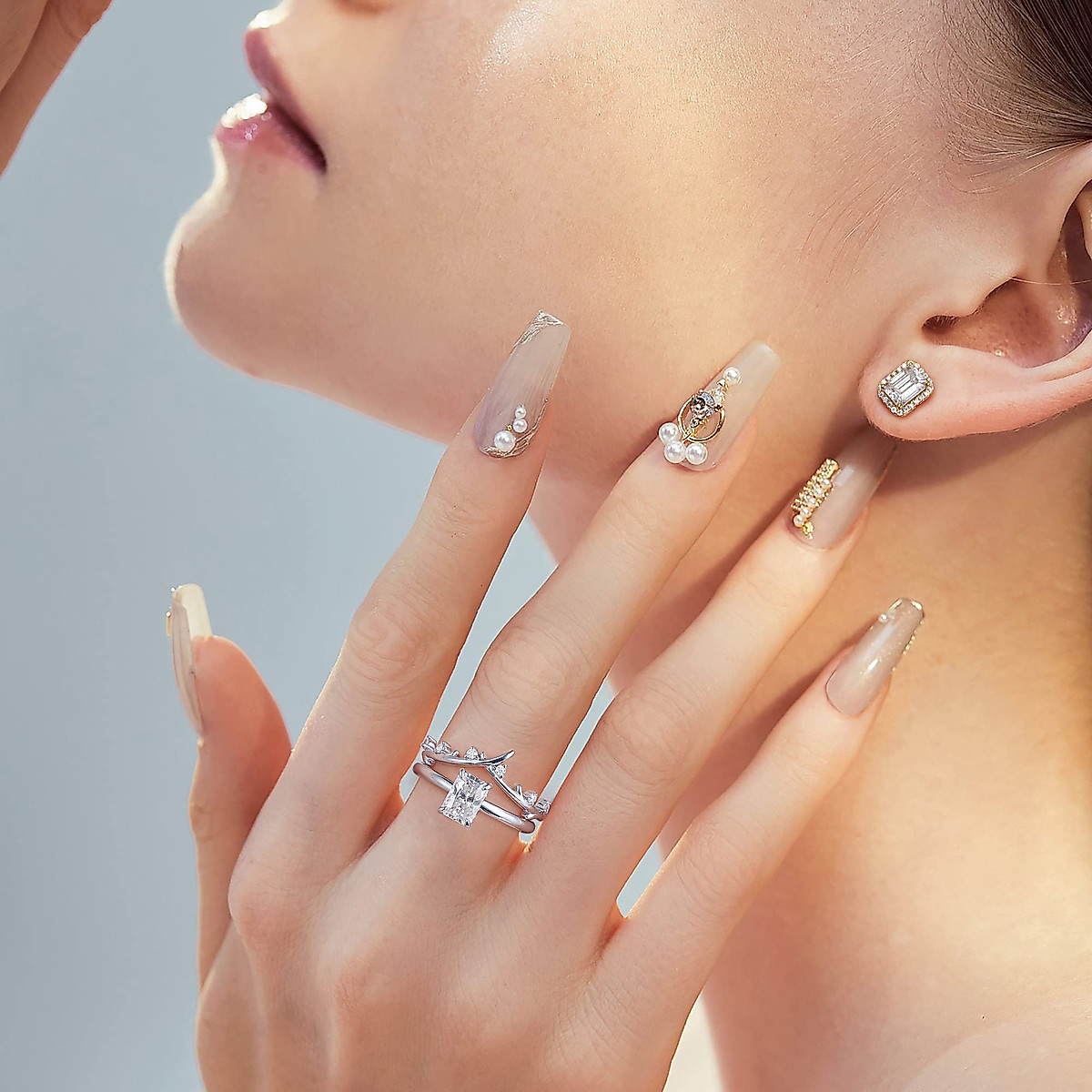 MOOSEA Radiant Cut Moissanite Wedding Rings for Women, 1ct D Color VVS1 Clarity Lab Grown Diamond Rings 14K White Gold Vermeil Solitaire Moissanite Ring for Women Mom Wife Jewelry Gifts