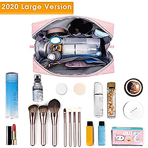 Large Makeup Bag Zipper Pouch Travel Cosmetic Organizer for Women (Large, Pink)