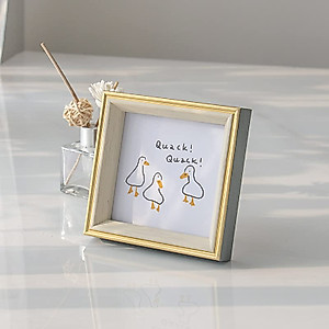 PLUSCHEN 6x6 Blue Beige Square Picture Frame, 6x6 Resin Photo Frame, Wall and Desktop Display Picture Frame, Plexiglass