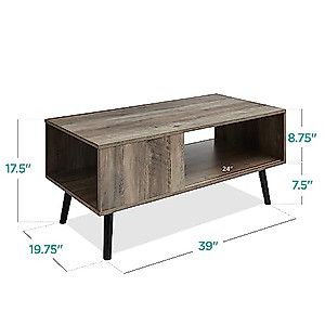 Best Choice Products Wooden Mid-Century Modern Coffee Table, Accent Furniture for Living Room, Indoor, Home Décor w/Open Storage Shelf, Wood Grain Finish - Gray Oak