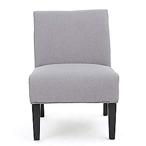 GDFStudio Contemporary Fabric Slipper Accent Chair, Light Gray and Matte Black