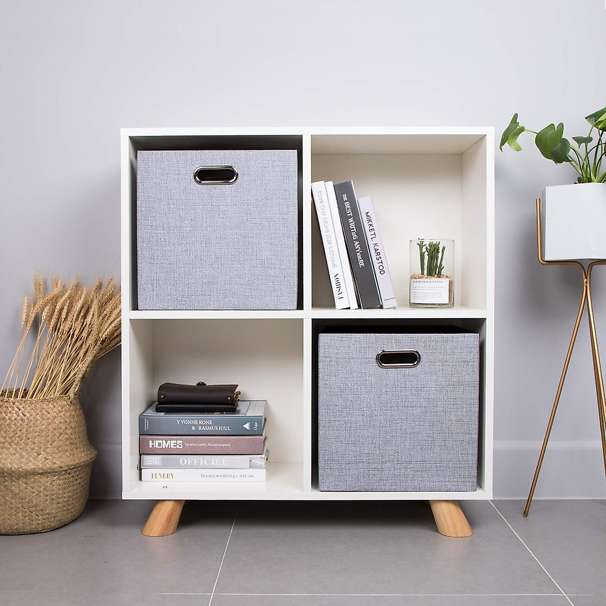 Posprica 3X Thicker Fabric Storage Cubes, 6 Pack 13 inch Collapsible Storage Bins for Organization, Cubby Storage Baskets for Organizing Shelf Cabinet Bookcase Boxes, Sliver Grey