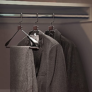 Wooden Clothes Hangers Wide Shoulder Suit Hangers Heavy Duty,Metal Hangers for Coat, Jacket,Pant,Dress, Coat Hangers for Closet Pack of 5