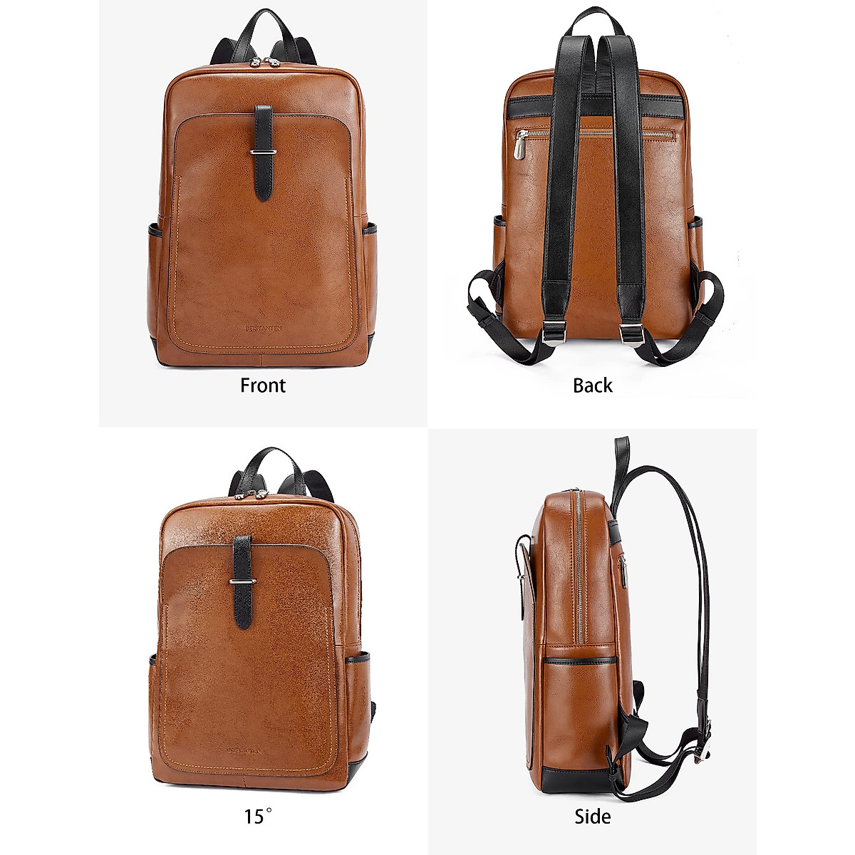 BOSTANTEN Womens Leather Wallets RFID Blocking Large Capacity＆Leather 15.6 inch Laptop Backpack Computer Bag