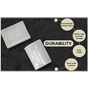 G.B.S Alum Block Bar Travel Cases, Pack of 3 (100 Grams Per Bar) Potassium Shaving Alum After Shave Soothing Razor Burn Relief