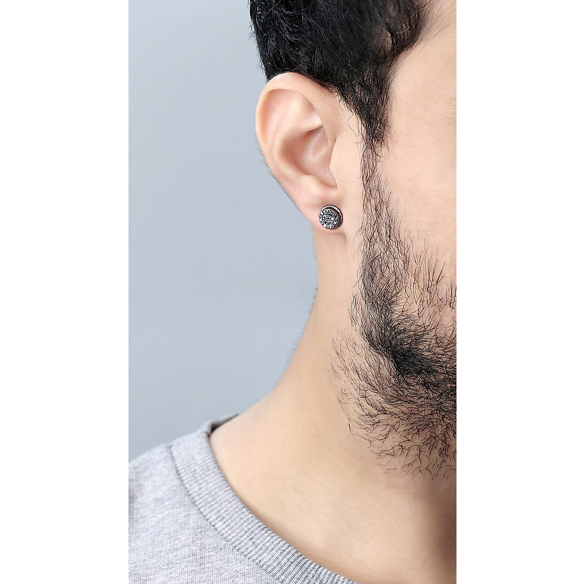 Dazzlingrock Collection Round Black Diamond Double Halo Style Screwback (Unisex) Stud Earring in Black Plated 925 Sterling Silver (0.25 ctw, Color Black, Clarity Opaque)