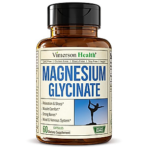 Magnesium Glycinate 200mg Capsules (Glicinato de Magnesio) - Vegan Magnesium 200mg for Restful Sleep & Mood Support, Muscle Comfort, Bone & Nervous System Health. 60 Chelated Magnesium-Glycinate Caps