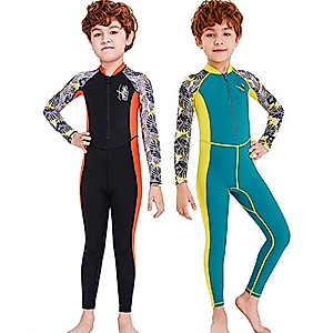Youth Girls Boys One Piece Water Sports Sun Protection Rash Guard UPF 50+ Long Sleeves Full Suit Swimsuit Wetsuit Swimwear