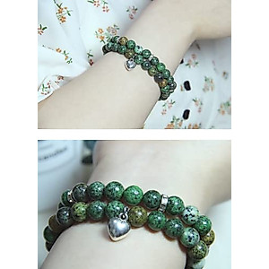 Healing Bracelets for Women - African Turquoise Bracelet - Healing Prayers Crystal Bracelet, 8mm Natural Stone Anti Anxiety Stress Relief Yoga Beads Get Well Soon Gifts