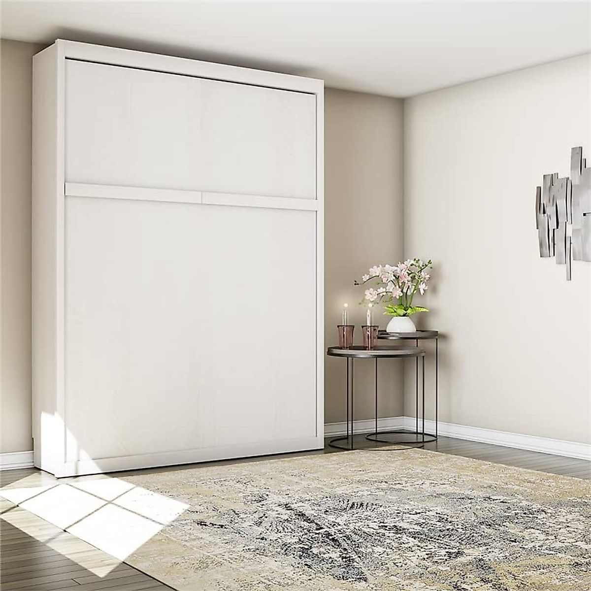 Signature Sleep Modern Wood Queen Murphy Wall Bed in Ivory Oak