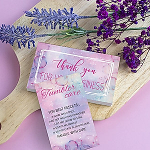 PLIGREAT 120 Pcs Cup Care Instructions Cards, Tumbler Cups Care Cards, Cup Cleaning Care Directions Cards for Handmade Mug Online Shop Owners Package Insert Card for Small Business Thank You Card