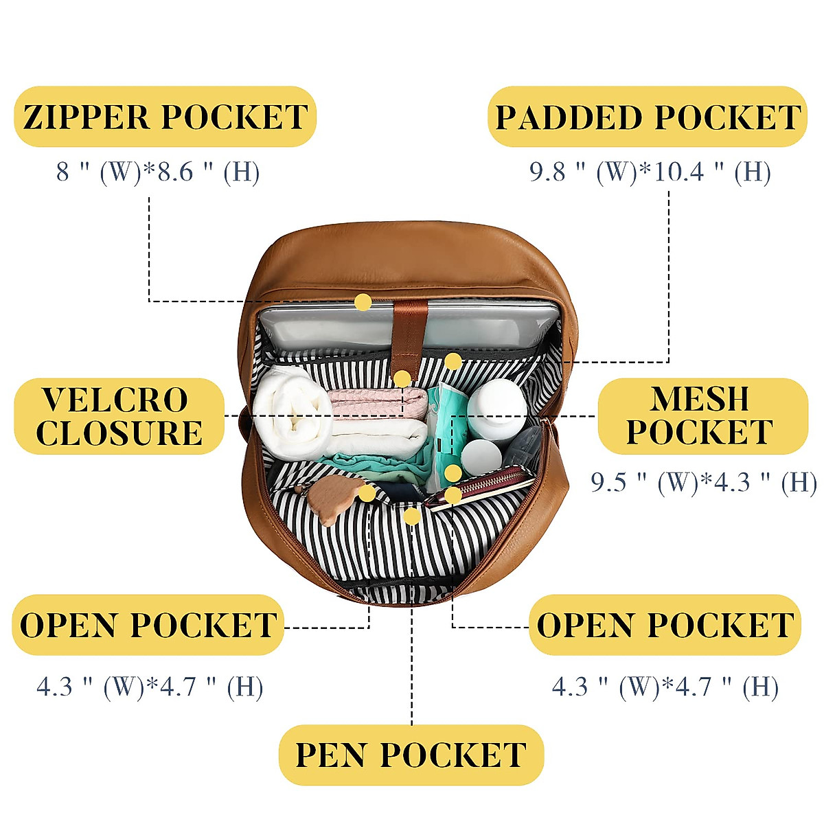miss fong Small Diaper Bag Leather Diaper Bag Backpack Baby Diaper Bag, Baby Bag for Travel, Baby Diaper Bags, Small Diaper Bag with 7 Pockets Diaper Bag Organizer USB Charger & 2 Insulated Pockets