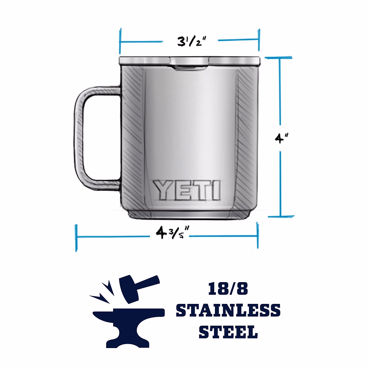 YETI Rambler 10 oz Stackable Mug, Vacuum Insulated, Stainless Steel with MagSlider Lid, Big Wave Blue