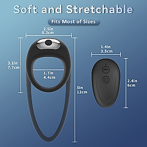 Vibrating Cock Ring Sex Toys for Men, Silicone Penis Ring Remote Control Vibrator with 10 Vibrations, POZFUN Bunny Rabbit Shaped Rechargeable Adult Toy for Couples Male Women Clitoral Vibrator