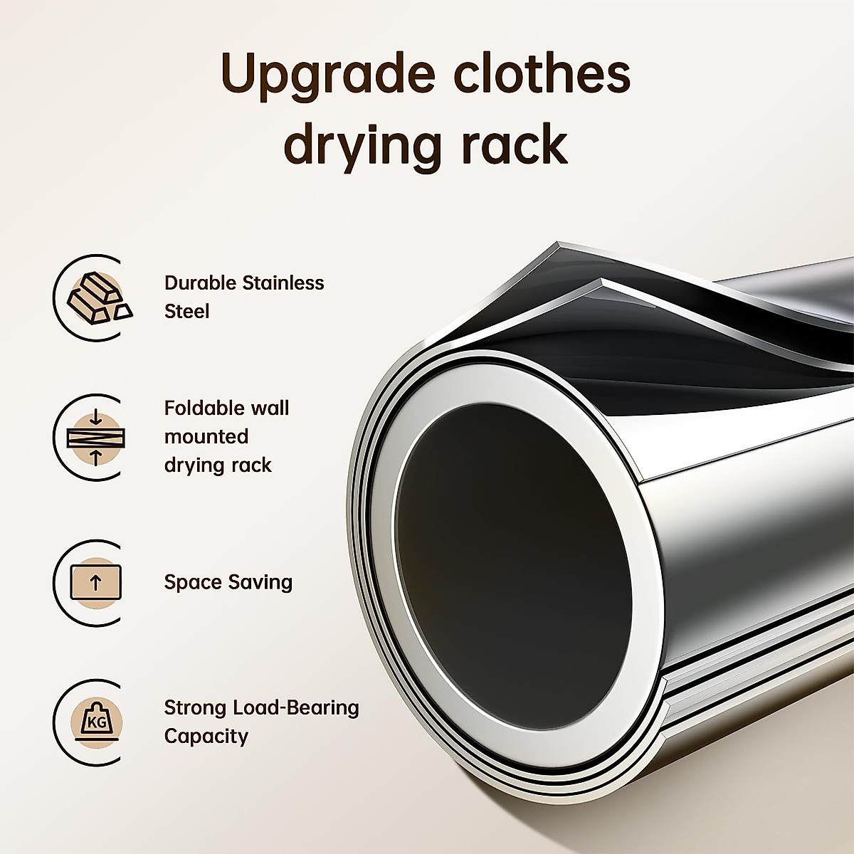 MrToNo Wall Mounted Clothes Drying Racks for Laundry, Collapsible Wall Mounted Clothing Drying Racks,Foldable Drying Rack Clothing, One-Piece Molding (No Assembly Required)