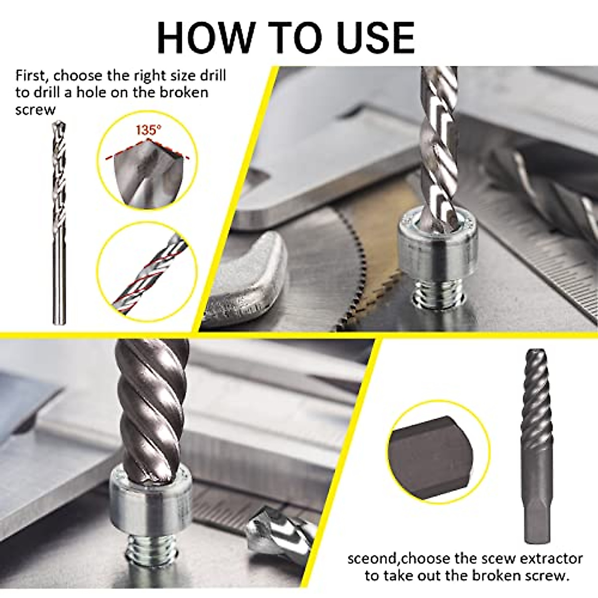 TOPEC Screw Extractor Set, 26 Piece Bolt Extractor Kit and Left Hand Drill Bit with Hex Adapter, Easy Out Stripped Lug Nut Remover Socket for Stripped, Damaged, Rounded-Off, Rusted Bolts, Nuts&Screws